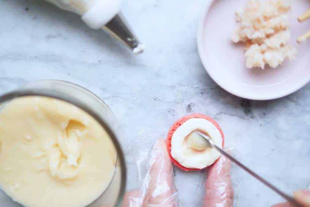 Delicate Lychee Rose Macarons in a Heart Shape (Template) - Indulge ...