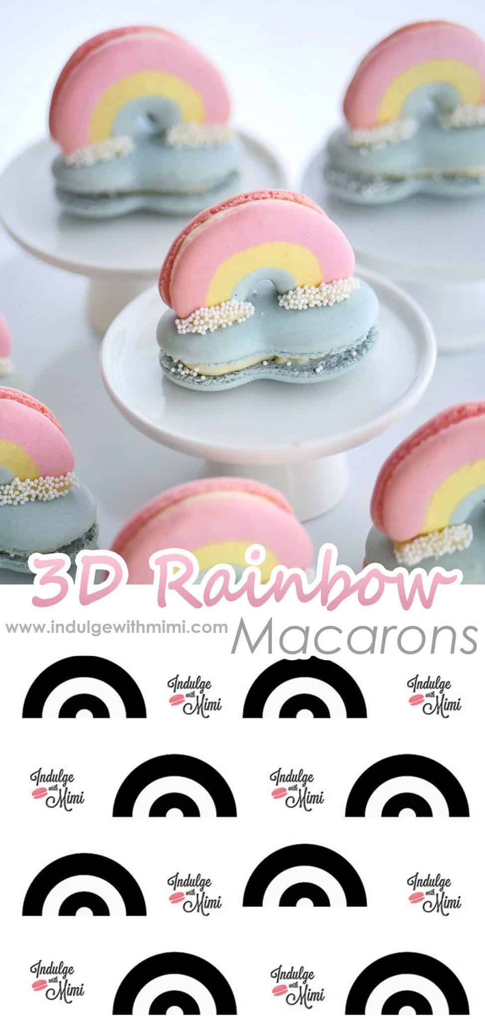 3D Rainbow & Cloud Macarons with Vanilla Filling - Indulge With Mimi