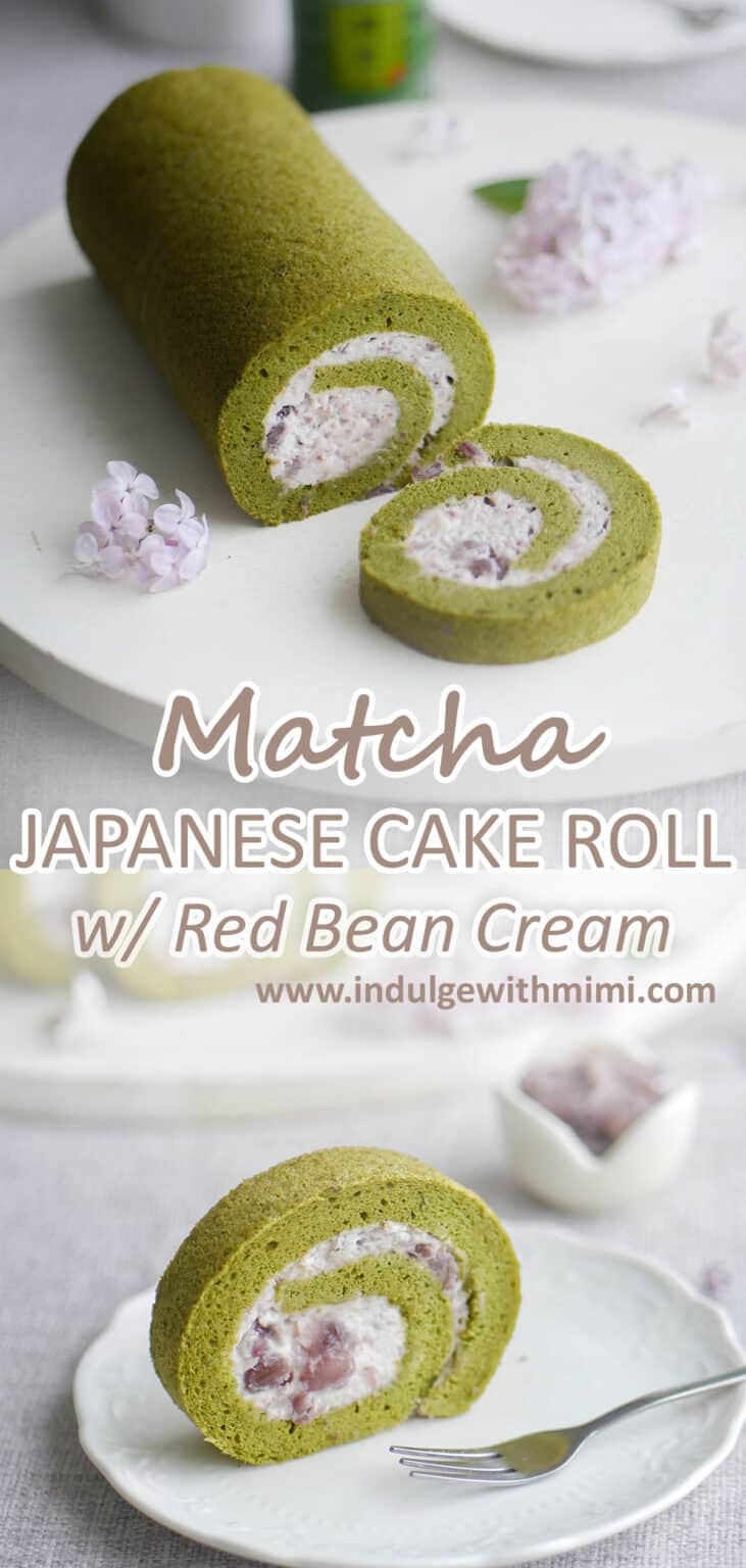 Matcha Cake Roll with Adzuki Bean Cream - Indulge With Mimi