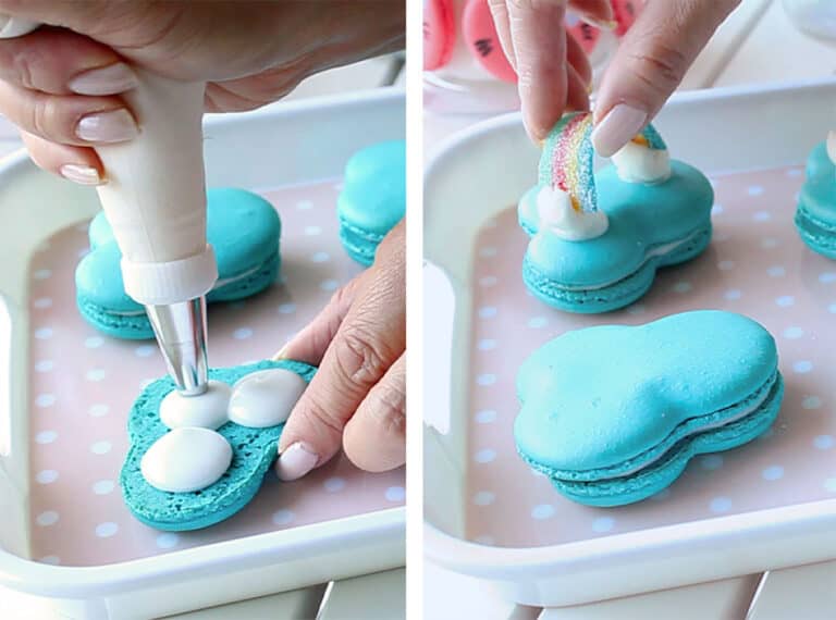 Over the Rainbow Cloud Macarons with Irish Cream Filling - Indulge With ...