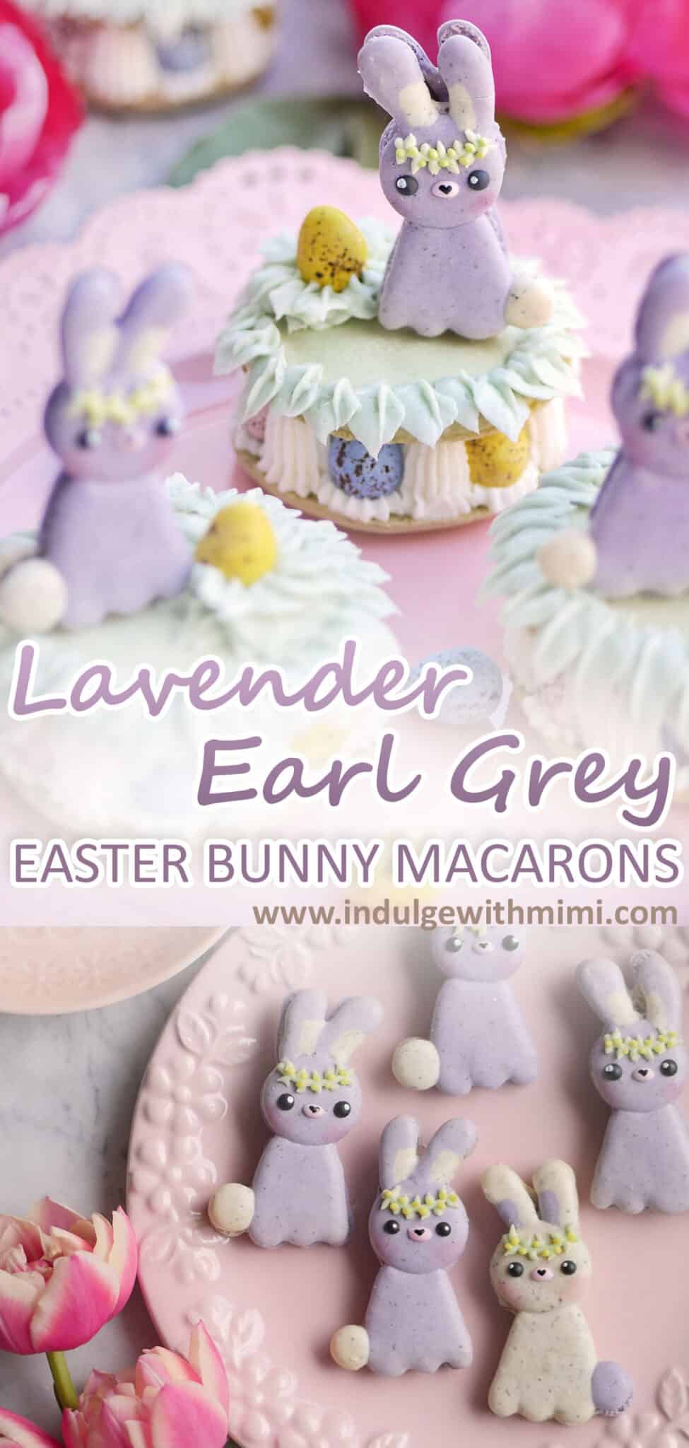 Lavender Earl Grey Easter Bunny Macarons (Template) - Indulge With Mimi