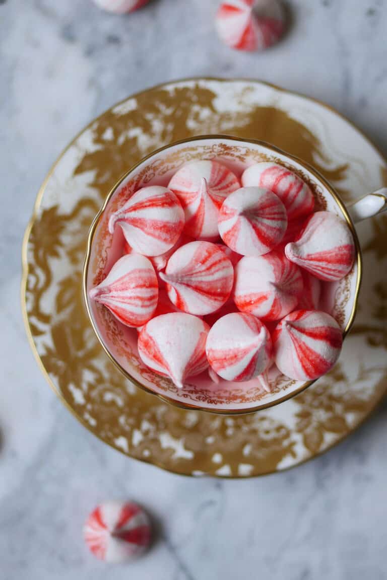 Easy Candy-Striped Meringue Cookies - Indulge With Mimi