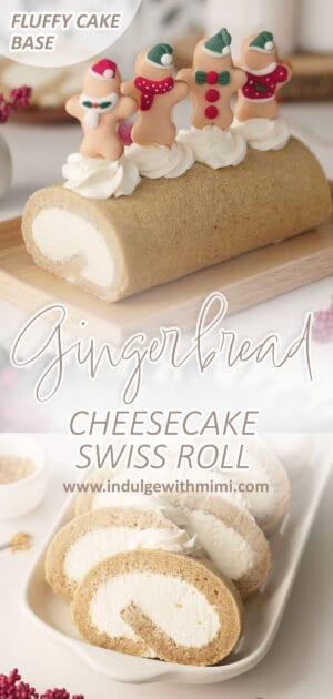 Fluffiest Gingerbread Cheesecake Swiss Roll - Indulge With Mimi