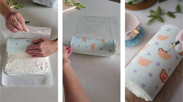 Bear Pattern Swiss Roll with Cheesecake Filling - Indulge With Mimi
