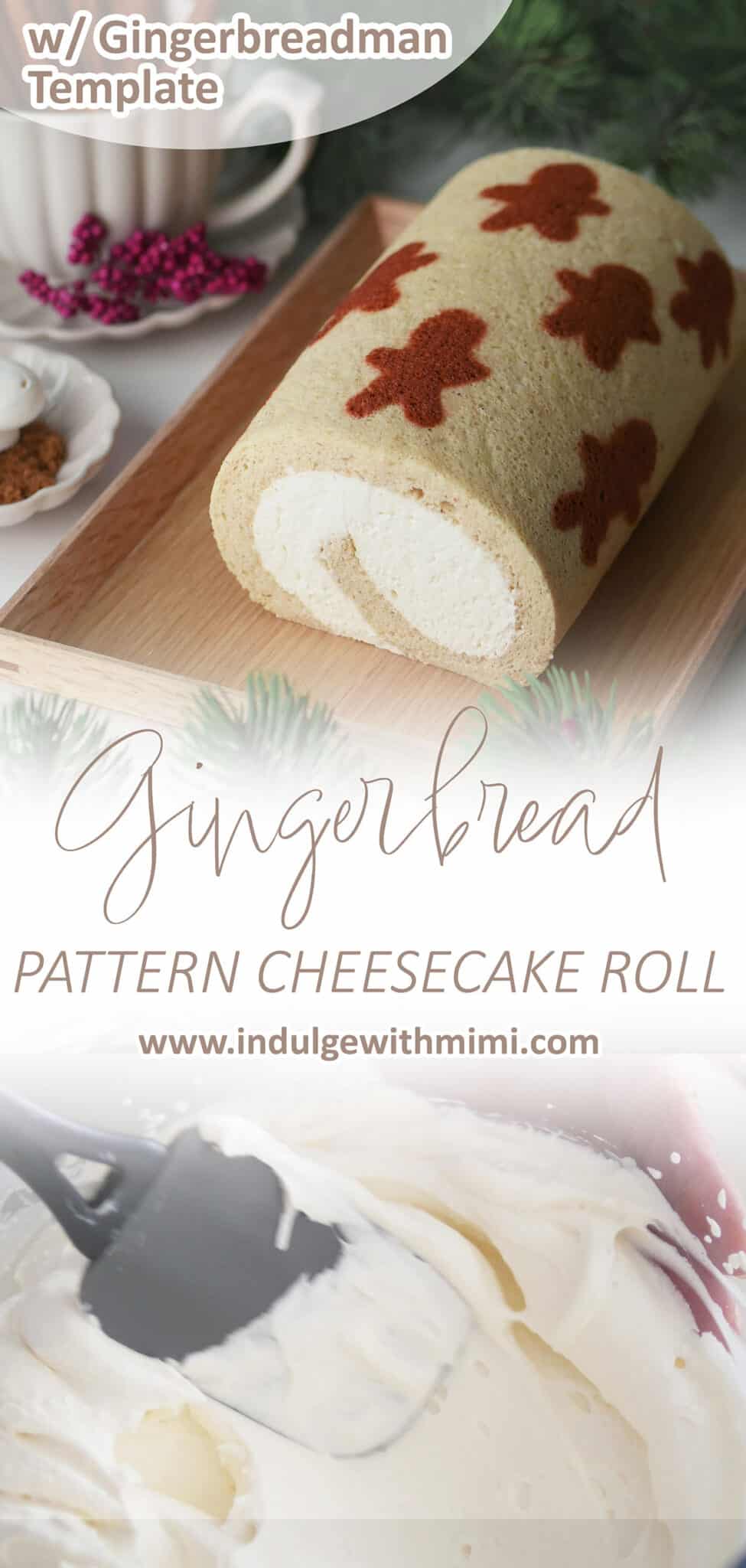 Christmas Gingerbread Men Pattern Cake Roll - Indulge With Mimi