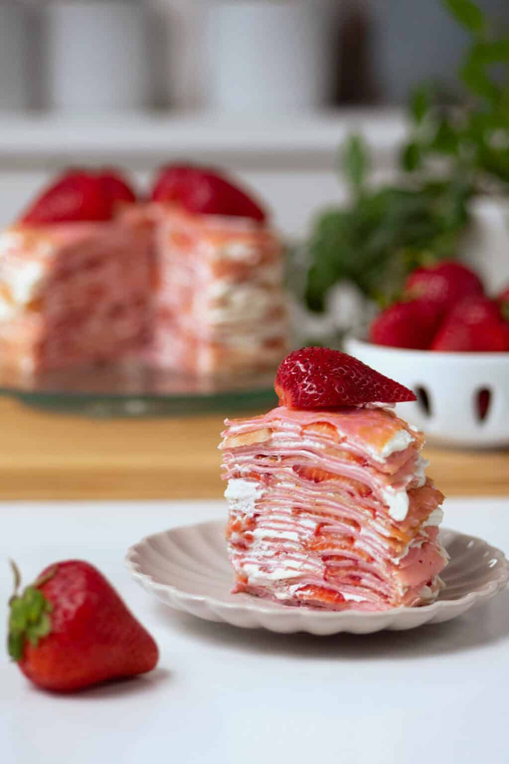 Strawberry Japanese Mille Crepe Cake - Indulge With Mimi